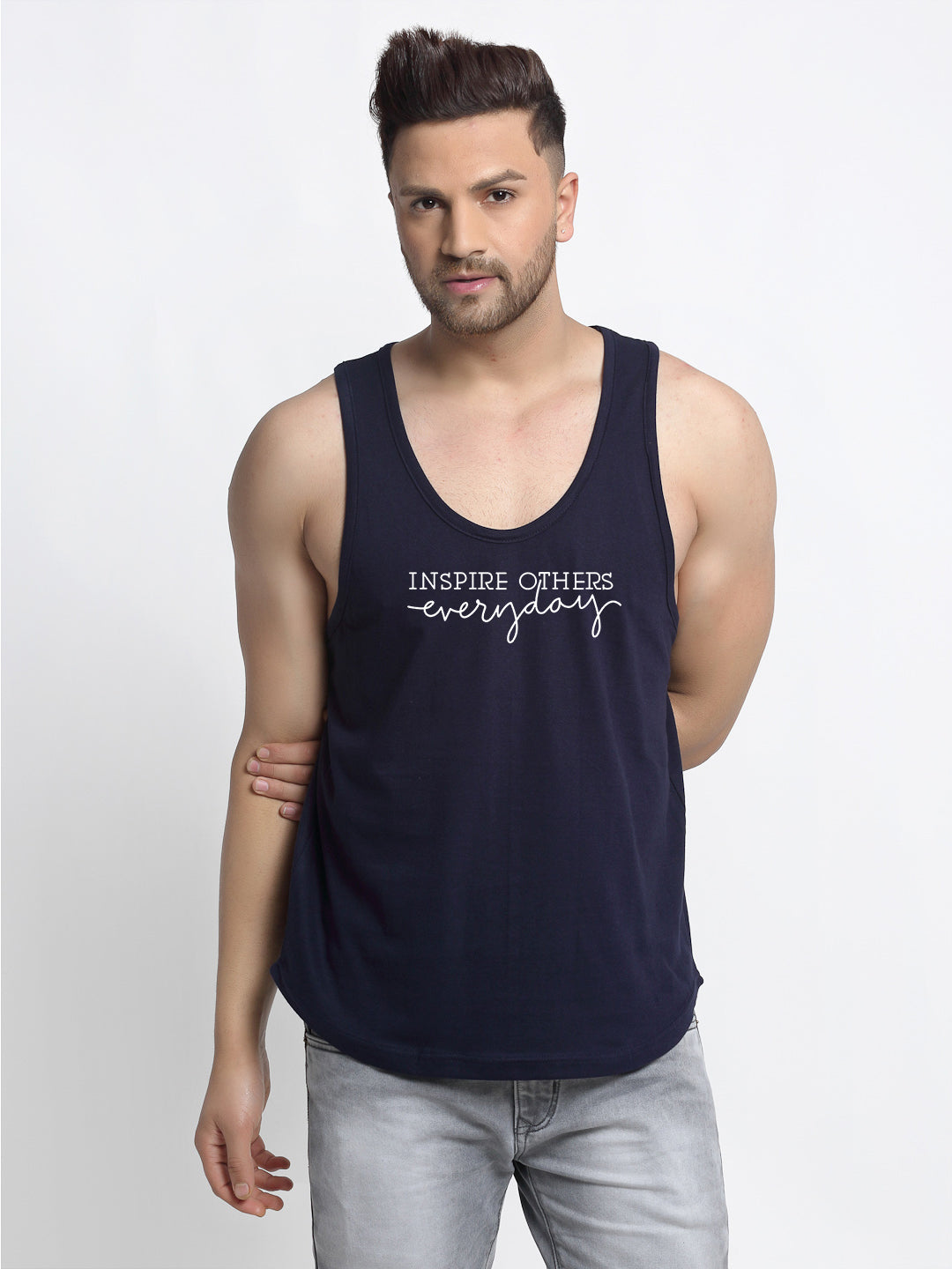 Men Typography Printed Innerwear Gym Vest